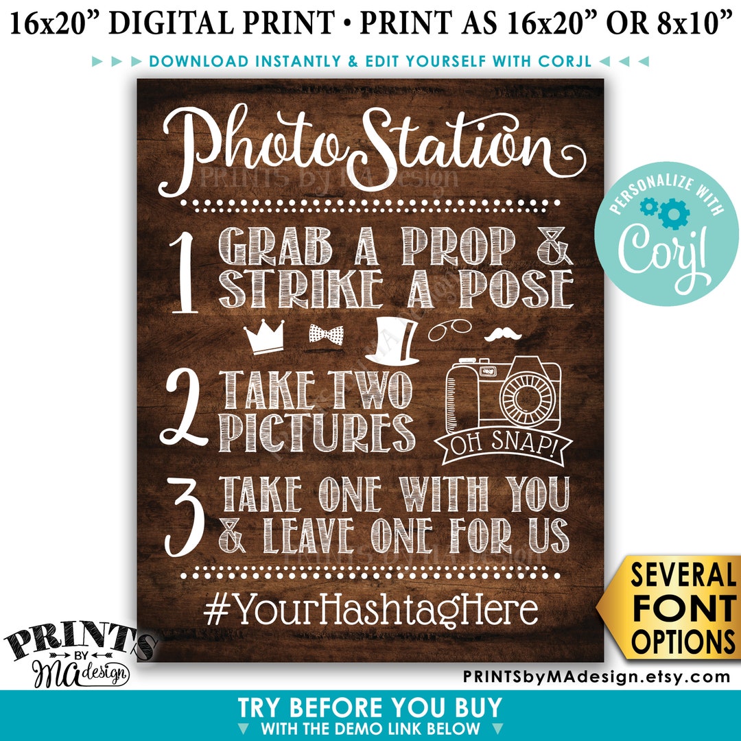 Photo Station Sign, Take 2 Pictures & Leave One for Us, Custom ...