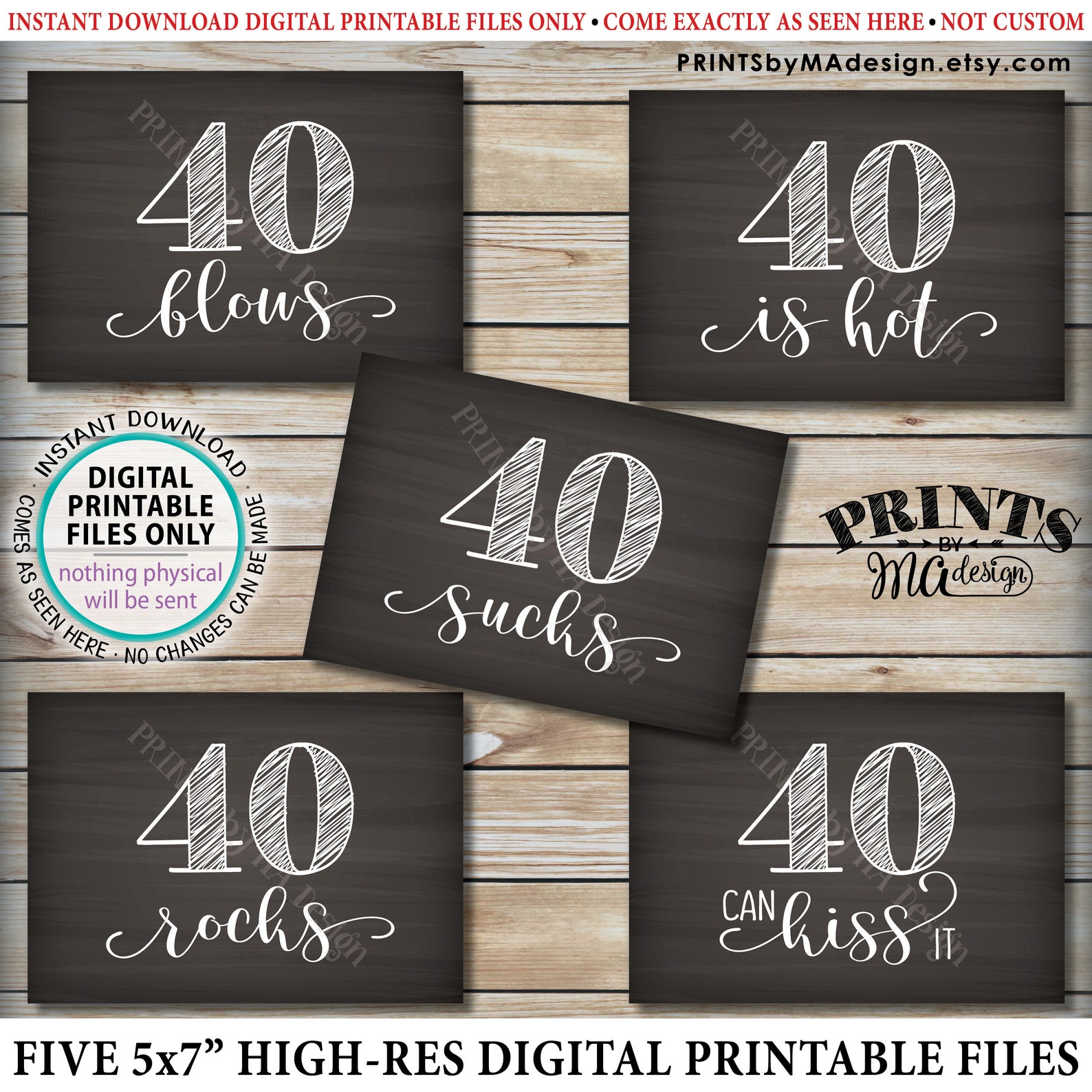 40th Birthday Signs 40 Sucks Rocks Blows Can Kiss It is | Etsy