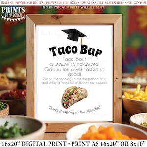 Graduation Taco Bar Sign, Funny Tacos Display Fiesta Themed Menu, Punny ...