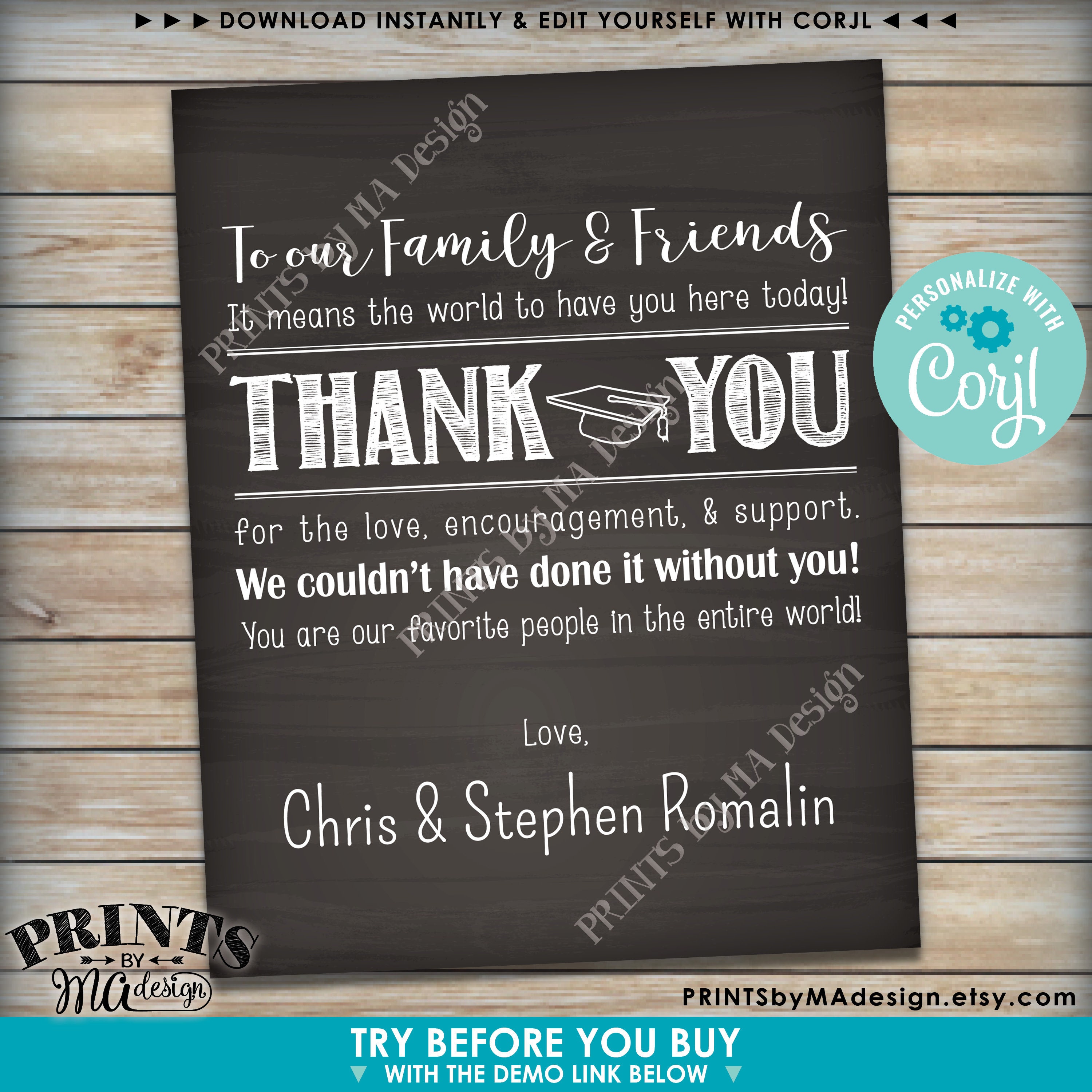 Graduation Thank You Sign Thanks From the Graduates | Etsy