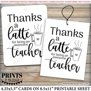 Thanks a Latte Card Gift Card Holder for Teacher | Etsy