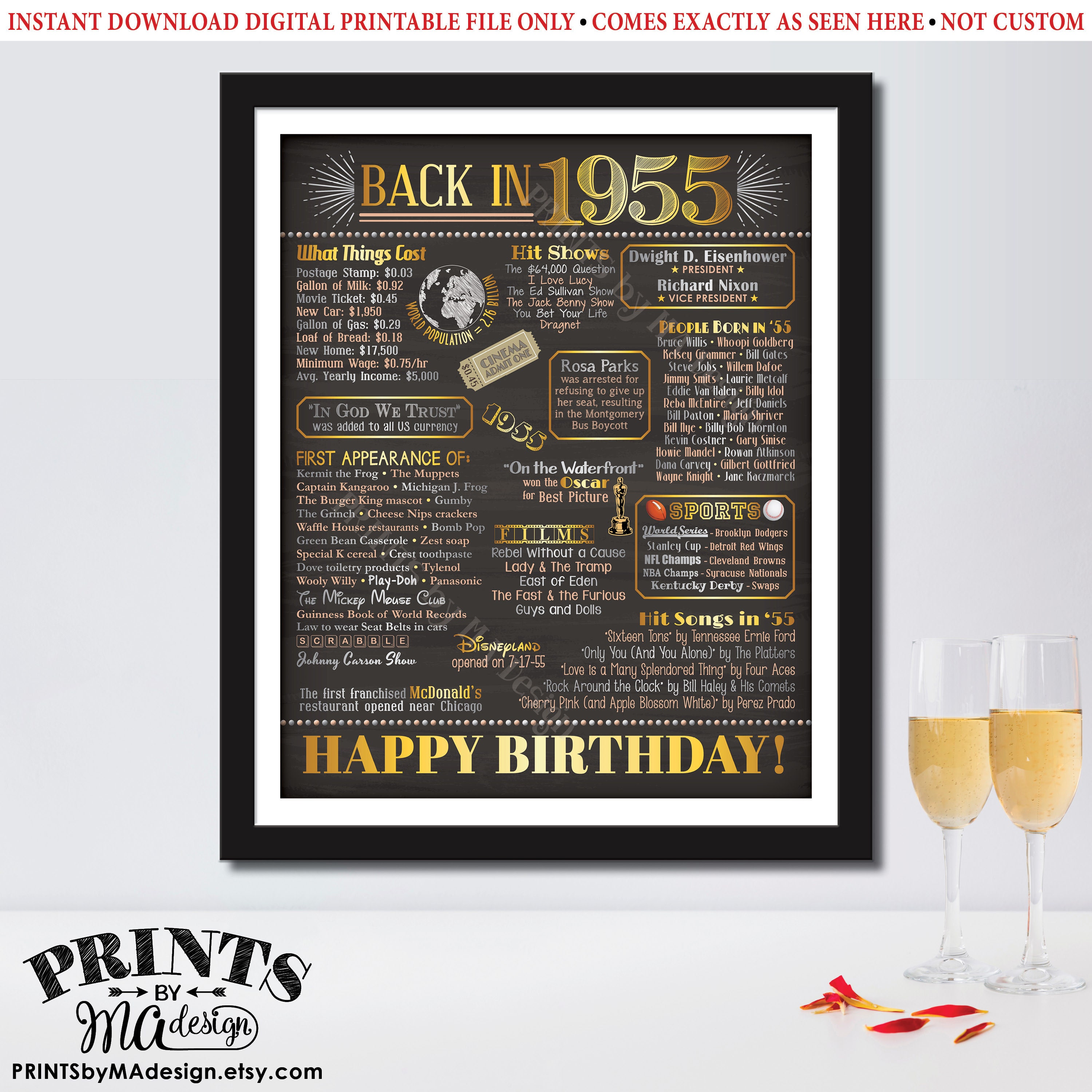 Back in 1955 Birthday Poster Board, Flashback to 1955 Birthday ...