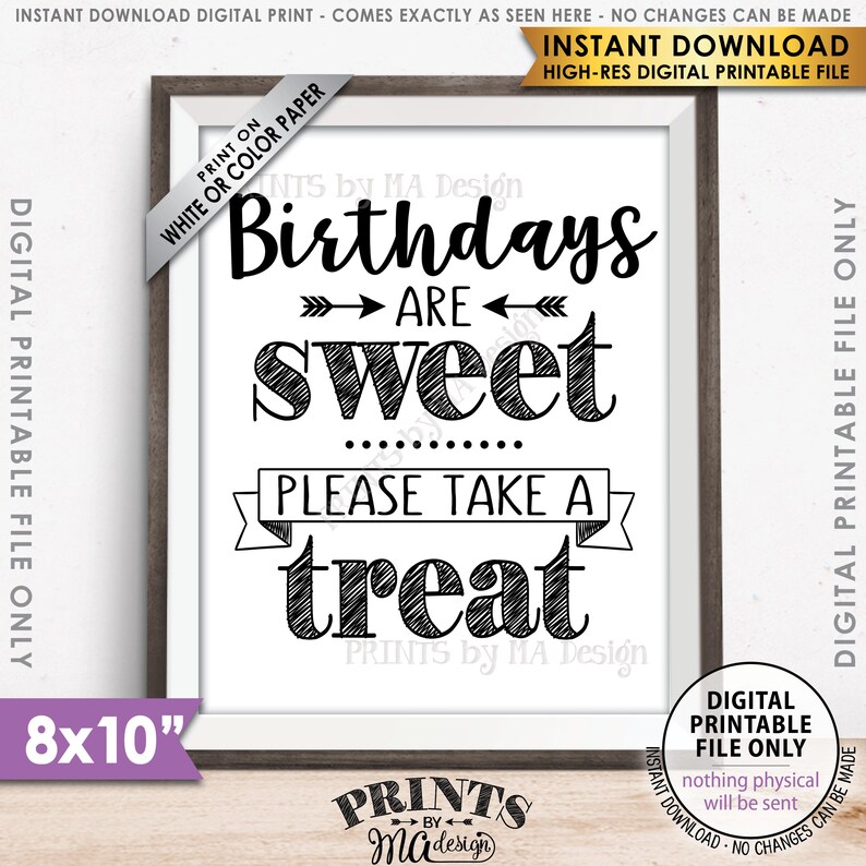Birthdays Are Sweet Please Take a Treat Birthday Party Favors - Etsy