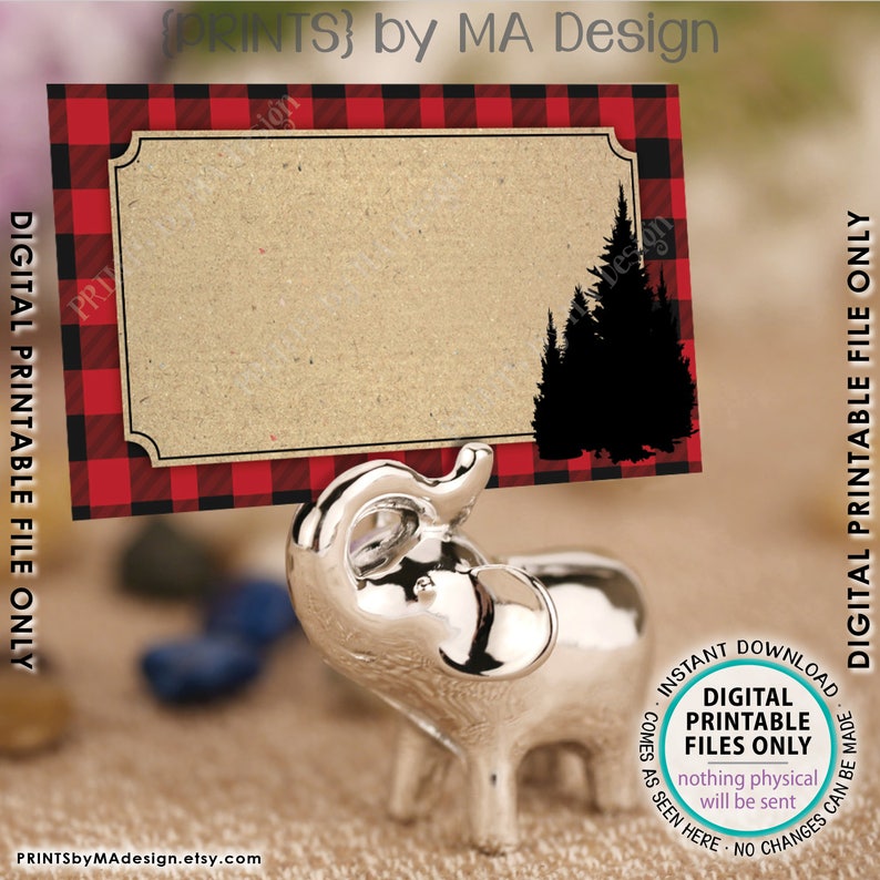 Lumberjack Labels, Red Checker Buffalo Plaid Food Labels, Buffet Cards ...