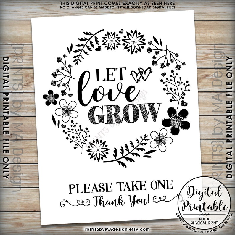 Let Love Grow Sign Watch Our Love Grow Wedding Favors Plant | Etsy