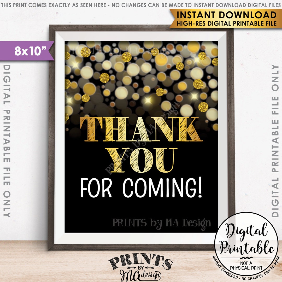 Thank You for Coming Sign, Thank Guests Birthday, Anniversary ...