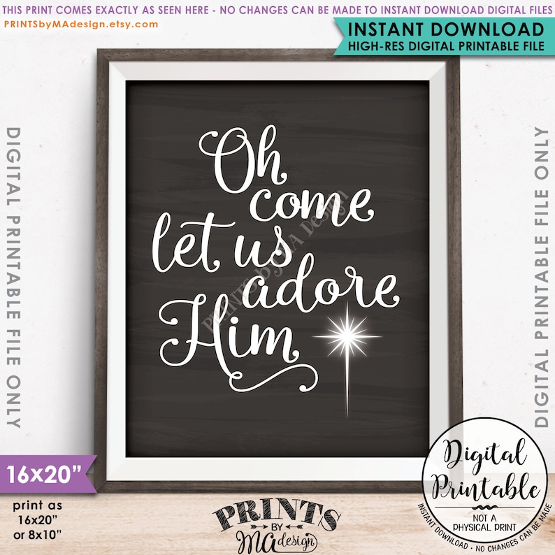 Oh Come Let Us Adore Him Sign Christmas Decor Holiday Print - Etsy