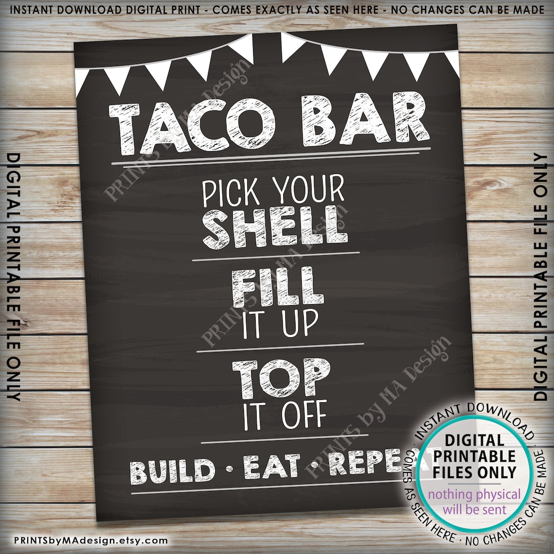Taco Bar Sign Build a Taco Graduation Fiesta Cinco De Mayo - Etsy