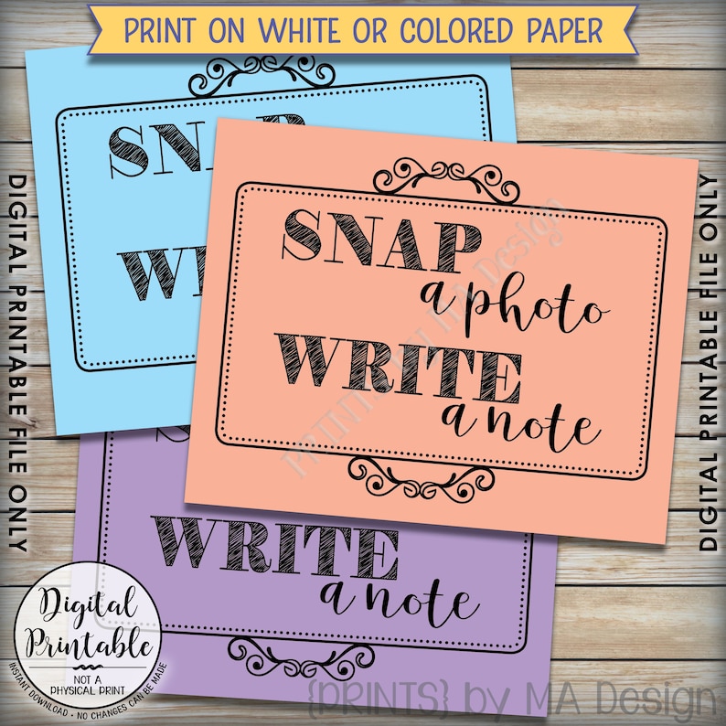 Snap a Photo and Write a Note Sign, Take a Photo Guestbook, Birthday ...