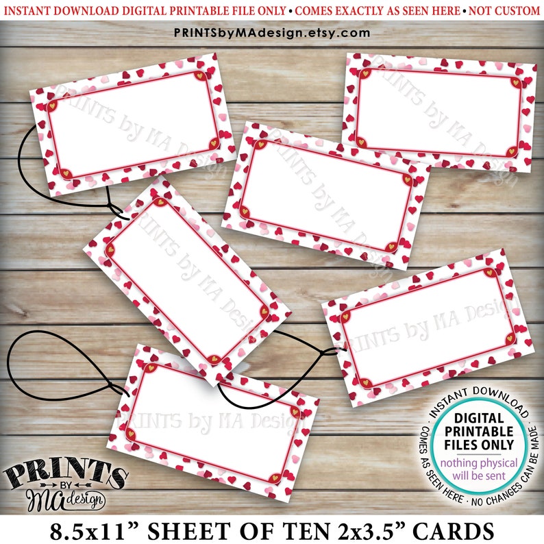 Valentine's Day Labels Red and Pink Hearts Food Menu | Etsy