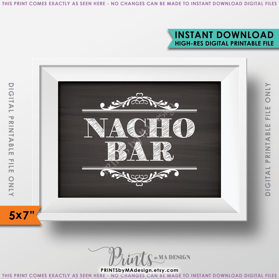 Nacho Bar Sign, Mexican Food, Graduation, Wedding Rehearsal, Birthday ...