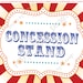 Carnival Party Concession Stand Sign, Concessions Carnival Sign, Circus ...