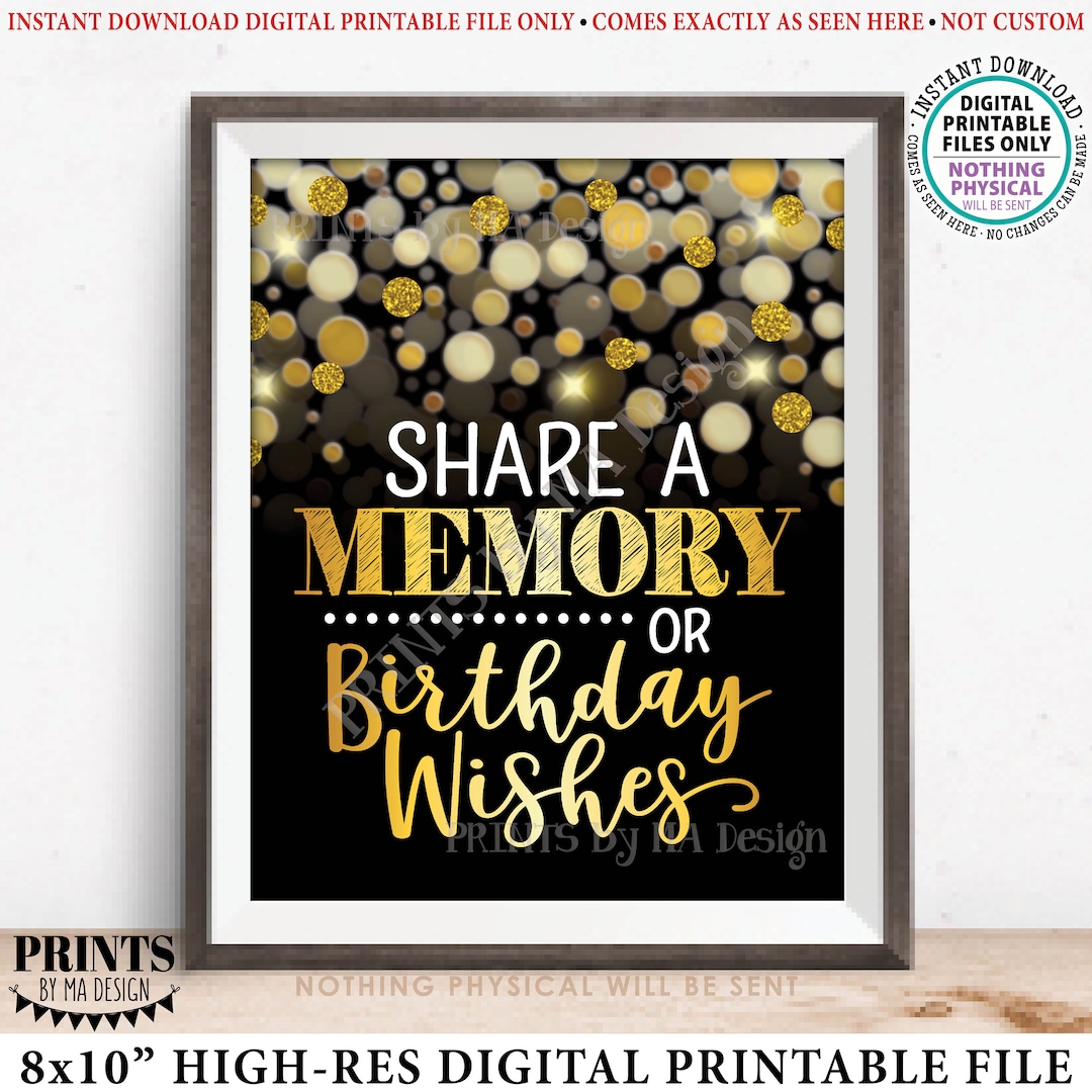 Share a Memory or Birthday Wishes Sign, Birthday Wish, Memories Sign ...