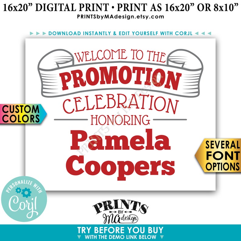 Welcome to the Promotion Celebration Job Promotion Party - Etsy