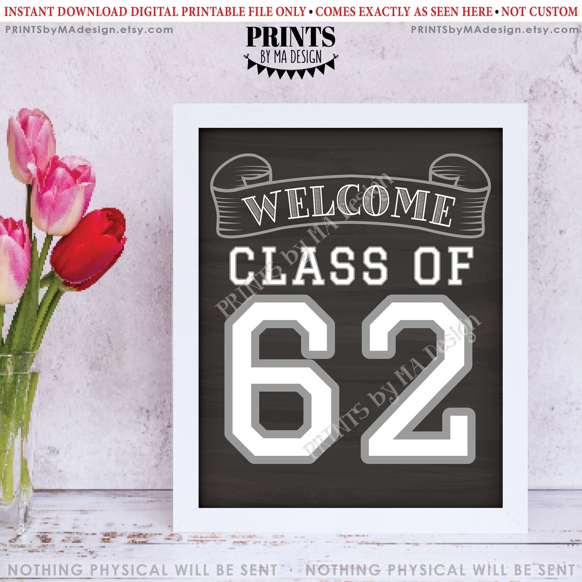 Class of 1962 Sign, Welcome Class of '62 Reunion Decoration, Chalkboard ...