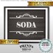 Soda Sign, Pop Sign, Wedding Beverage Station Drink Sign, Bridal Shower ...