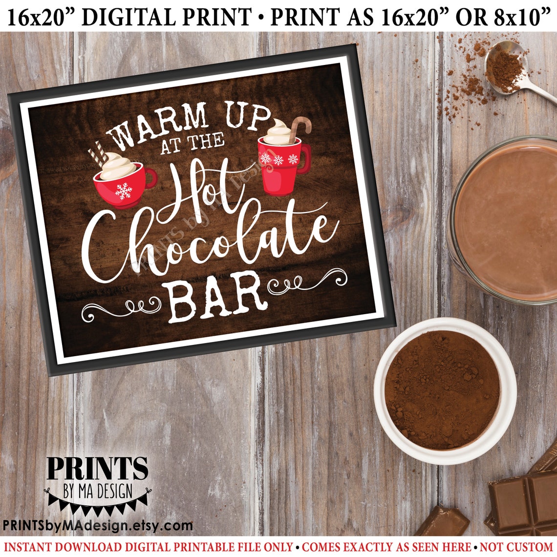Warm Up at the Hot Chocolate Bar Sign Holiday Party Hot | Etsy