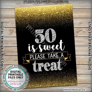 50th Birthday, 50 is Sweet Please Take a Treat Fiftieth Party Decor ...