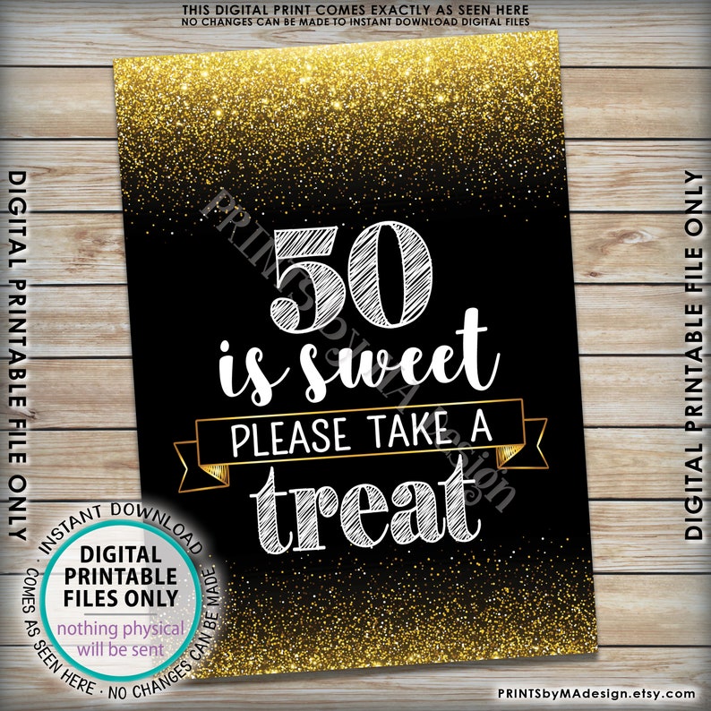 50th Birthday 50 is Sweet Please Take a Treat Fiftieth Party - Etsy