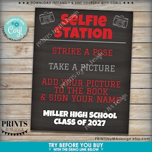 Editable Camera Sign, Selfie Station Photo Guestbook, Photo Booth ...