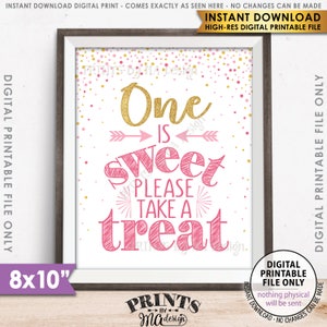 First Birthday Sign, 1st Birthday One is Sweet Please Take a Treat ...