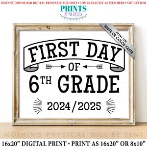 First Day of School Sign, Sixth Grader, Starting 6th Grade, 2024-2025 ...