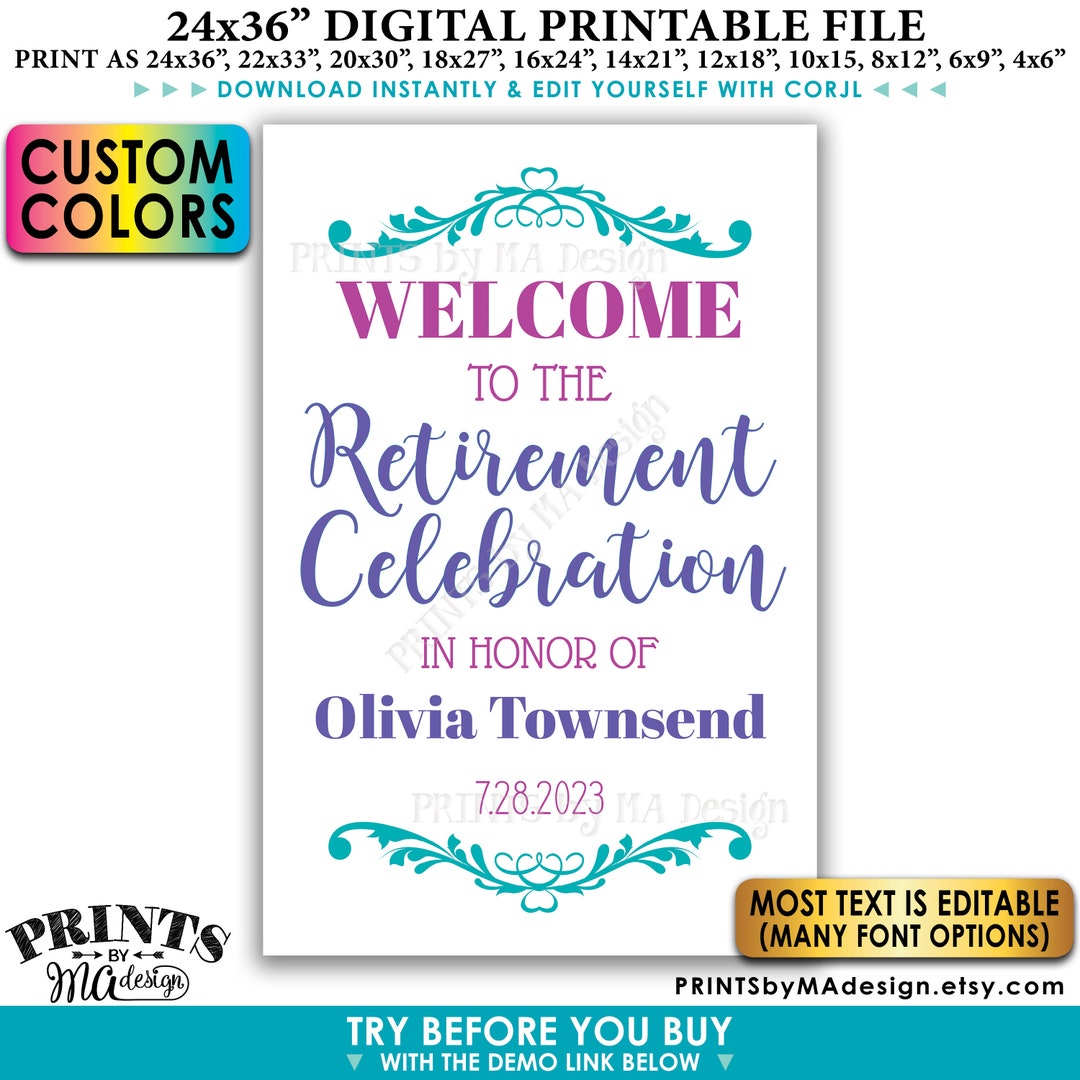 Retirement Party Sign, Welcome to the Retirement Celebration, Custom ...