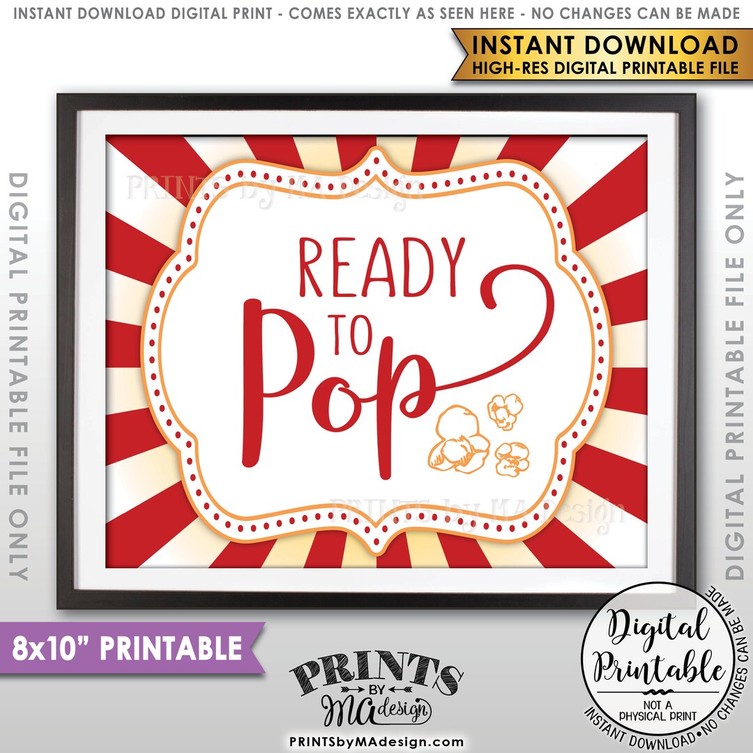 Ready to Pop Baby Shower Sign, Popcorn Sign, Cake Pop Sign, Carnival ...
