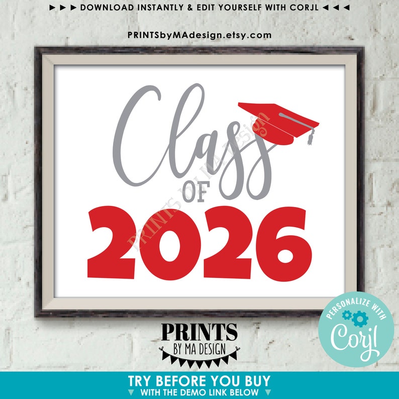 Editable Class of Year Sign Any Year Graduating Year Custom - Etsy