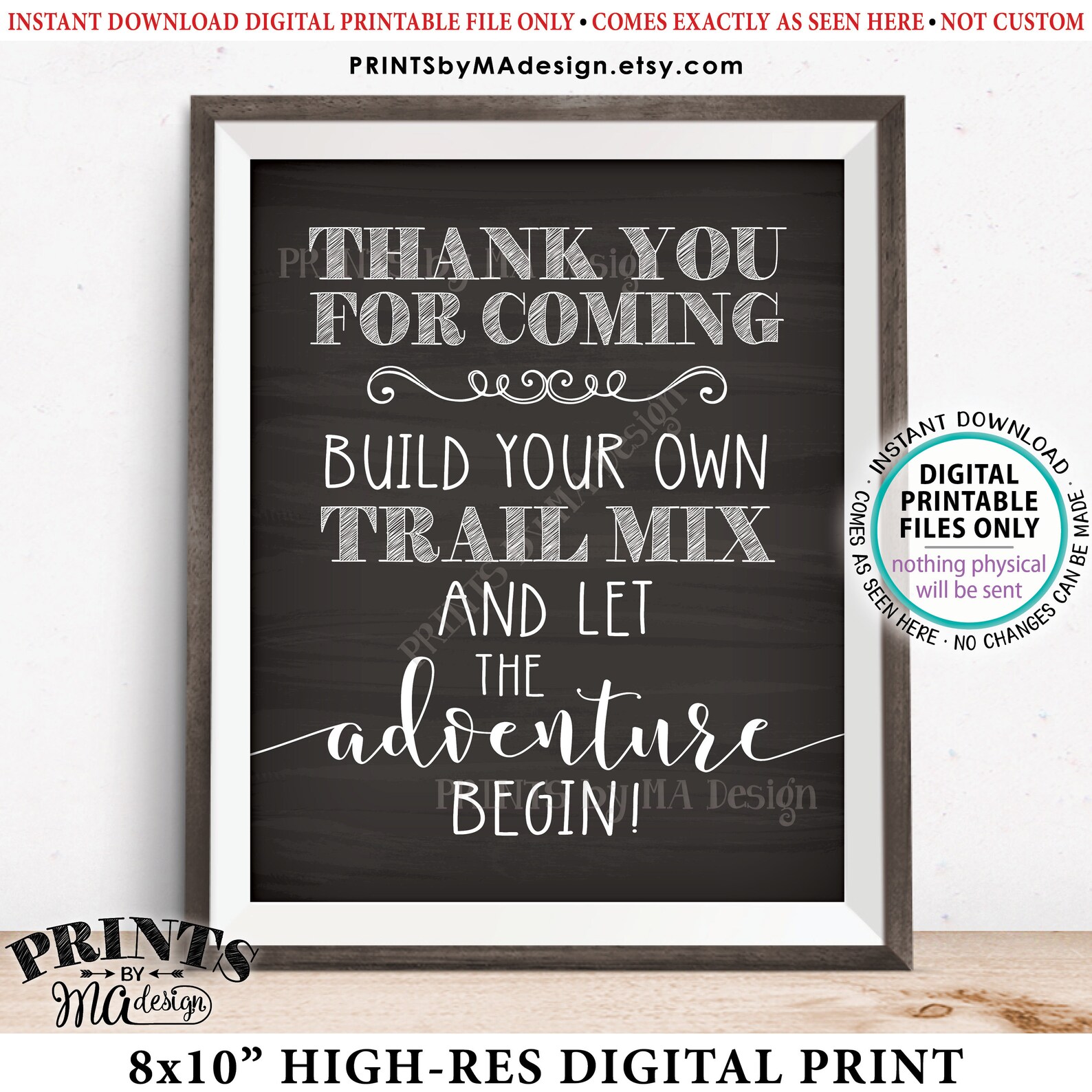 Trail Mix Sign, Thank You for Coming, Build Your Own Trail Mix Bar Sign ...