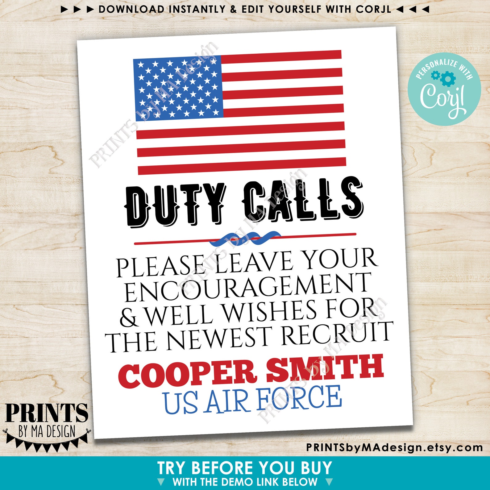 Editable US Military Send-off Sign Leave Encouragement & Well - Etsy