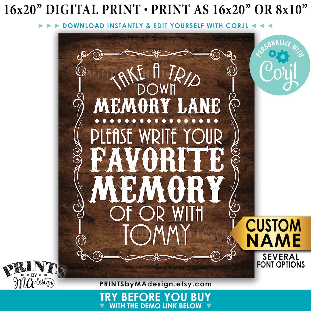 Memory Sign, Take a Trip Down Memory Lane & Share a Favorite Memory ...