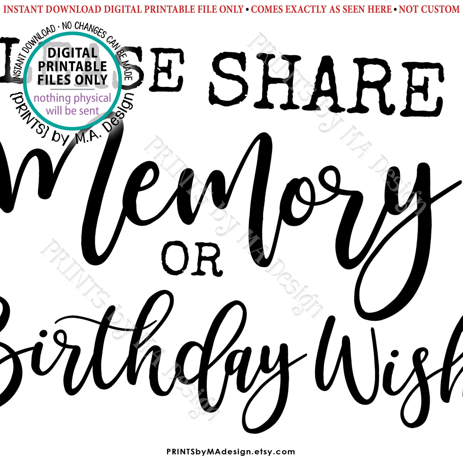 Share a Memory or Birthday Wish Sign Write a Memory Share - Etsy