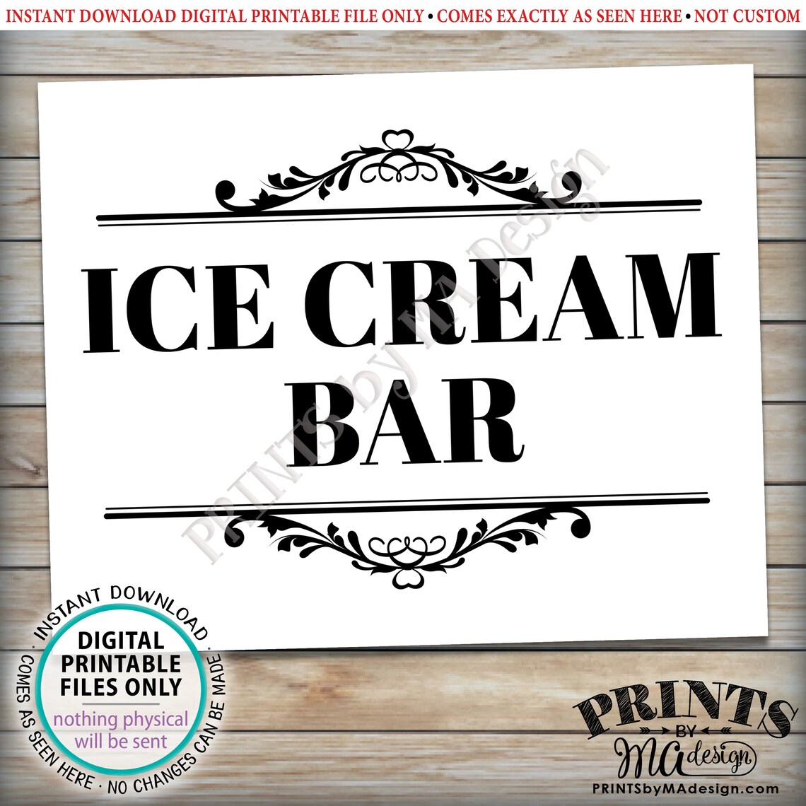 Ice Cream Bar Sign, Make Your Own Ice Cream Sundae Bar, Frozen Treats ...