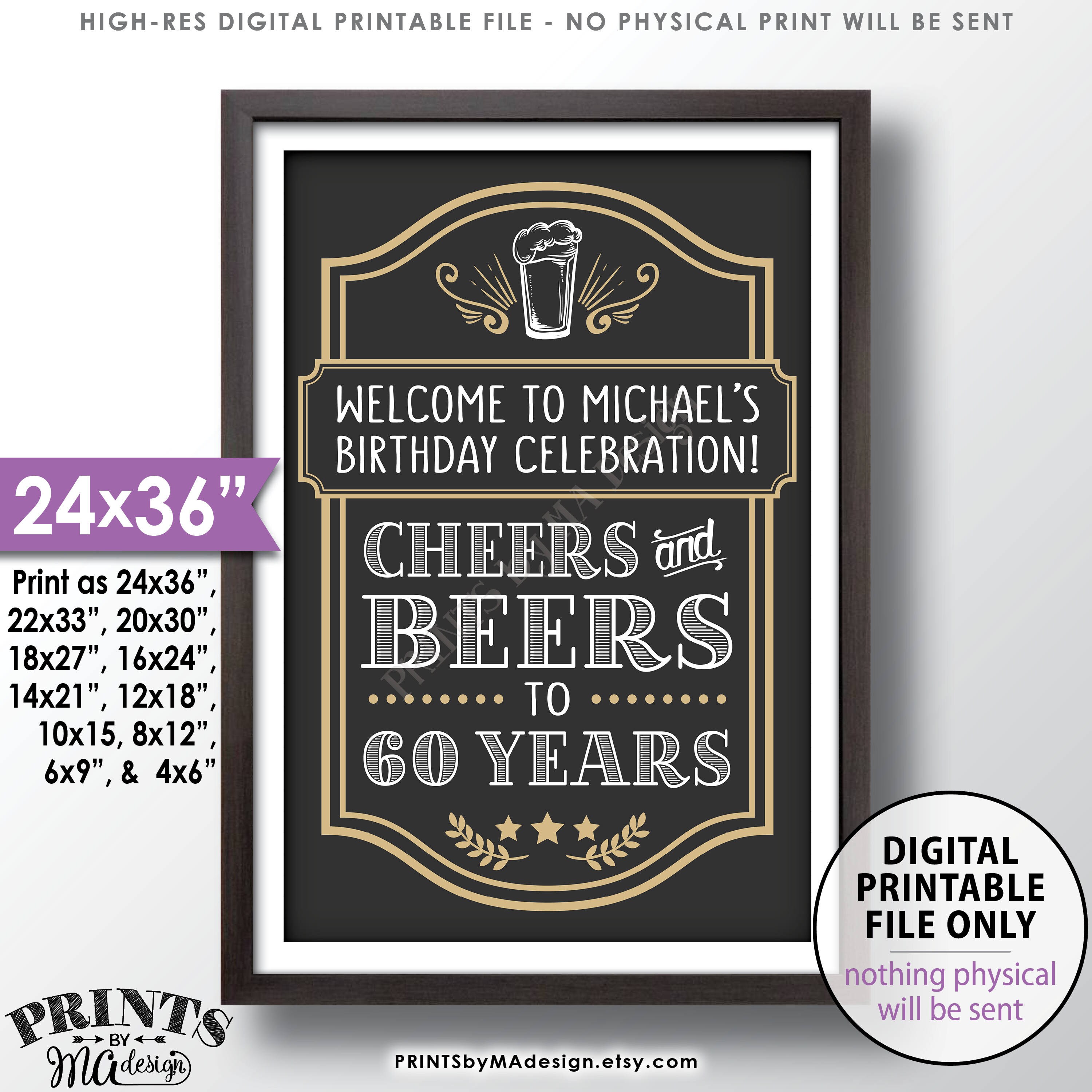 Cheers and Beers Sign, Cheers & Beers Birthday Party Decor, Cheers to ...