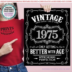 1975 Birthday Sign, Vintage Better With Age Poster, Whiskey Theme ...