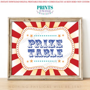 Carnival Prize Table Sign, Carnival Party Prizes Sign, Circus, Birthday ...
