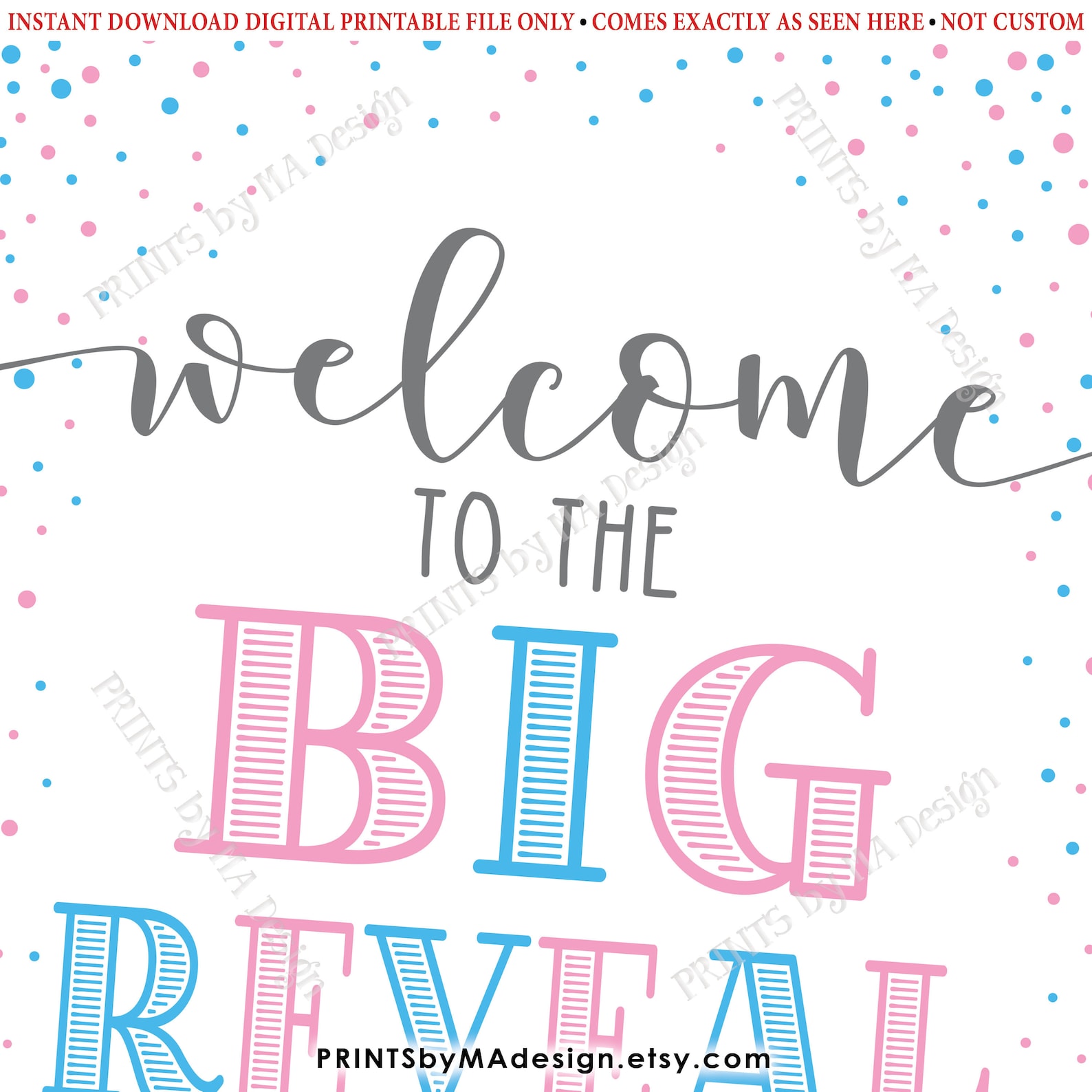 Welcome to the Big Reveal Sign, Gender Reveal Party Sign, PRINTABLE ...