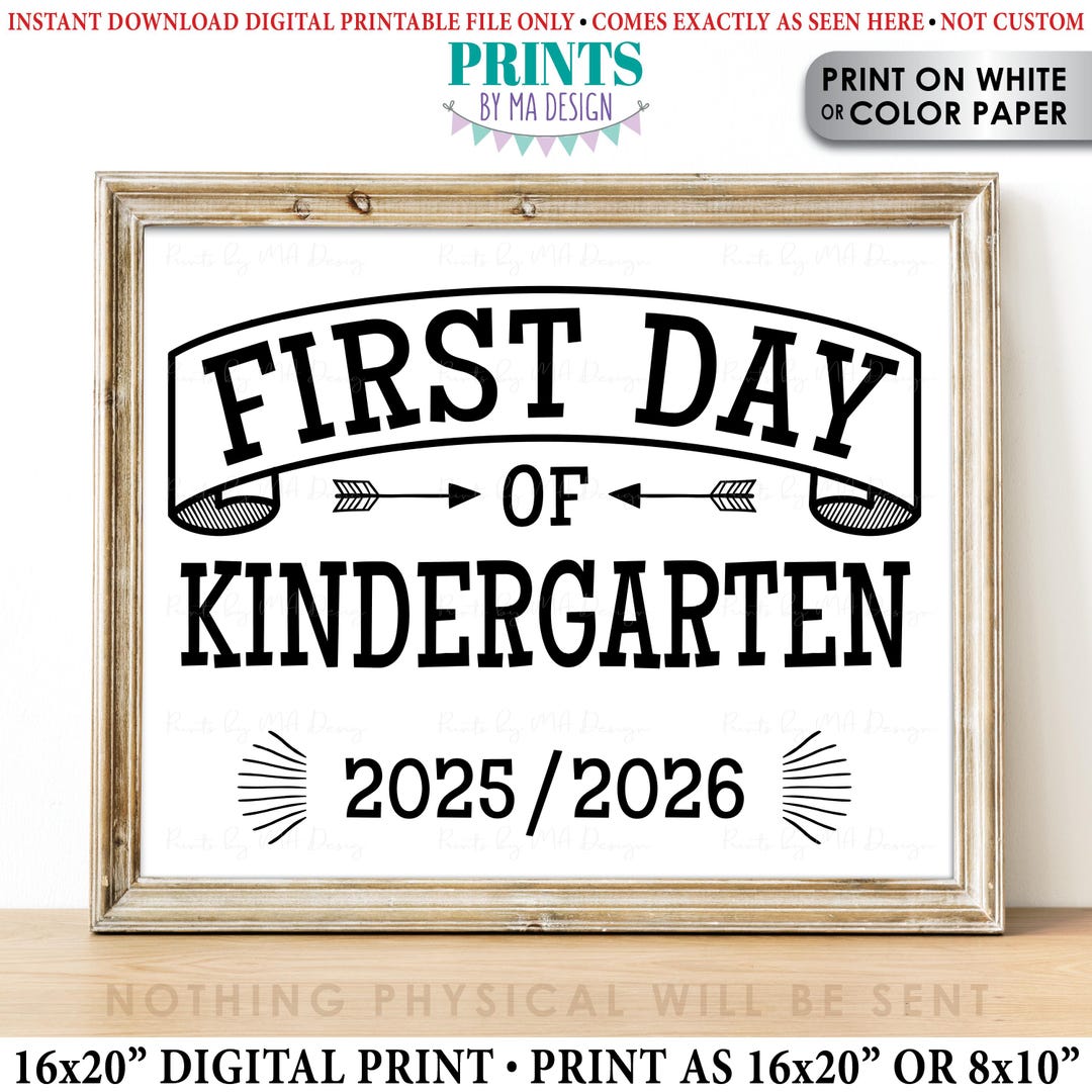First Day of School Sign, Starting Kindergarten, Kindergartener, 2025 ...