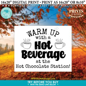 Editable Hot Beverage Sign, Mug of Cocoa, Hot Chocolate Drink, All Text ...