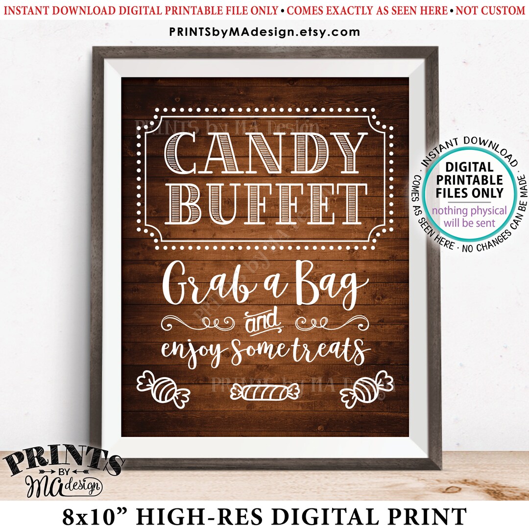Candy Buffet Sign, Grab a Bag & Enjoy Some Treats Sign, Candy Bar ...