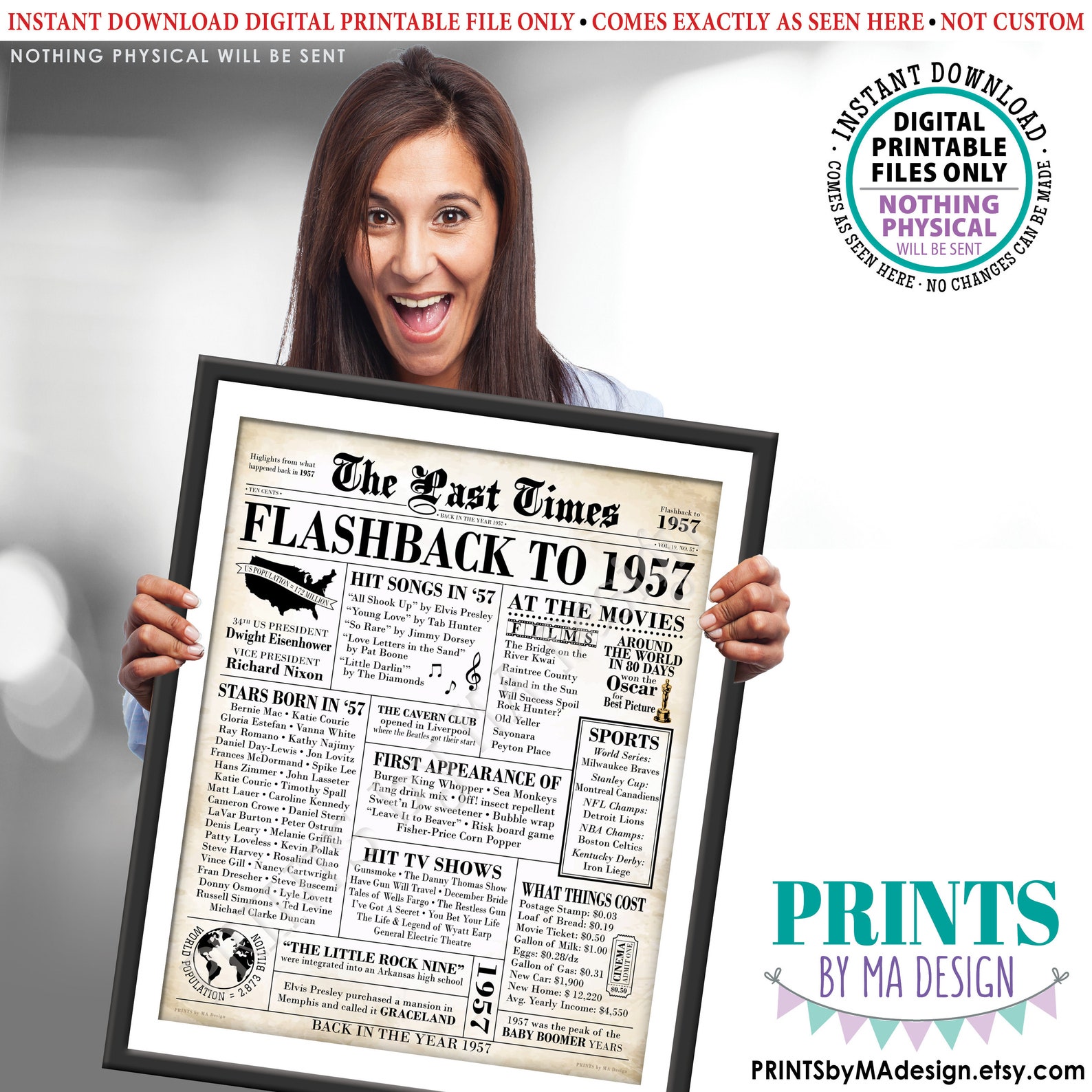 Flashback to 1957 Newspaper Back in the Year '57 USA - Etsy