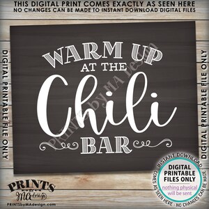 Chili Bar Sign and Labels, Chili Buffet, Build Your Own Bowl of Chili ...