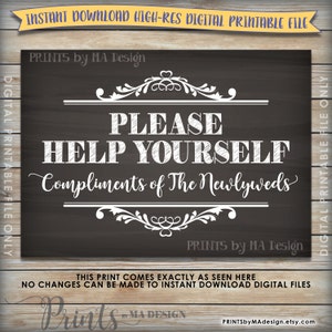 Please Help Yourself Sign, Compliments of the Newlyweds, Bathroom ...