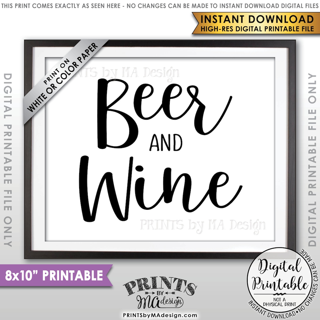 Beer and Wine Sign, Bar Sign, Beer & Wine, Beverage Station, Beer Sign ...