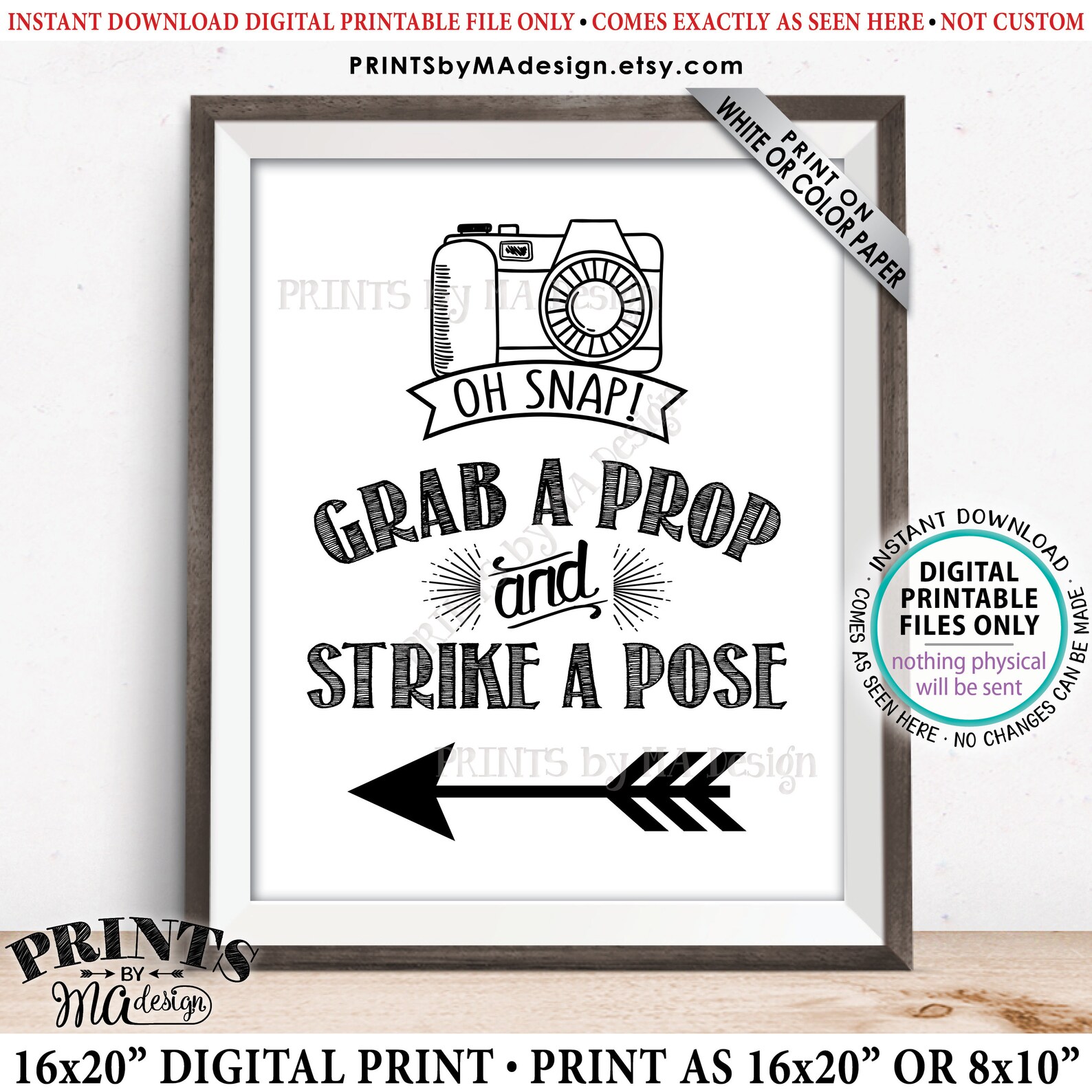 Grab a Prop and Strike a Pose Sign Pointing LEFT Arrow to - Etsy