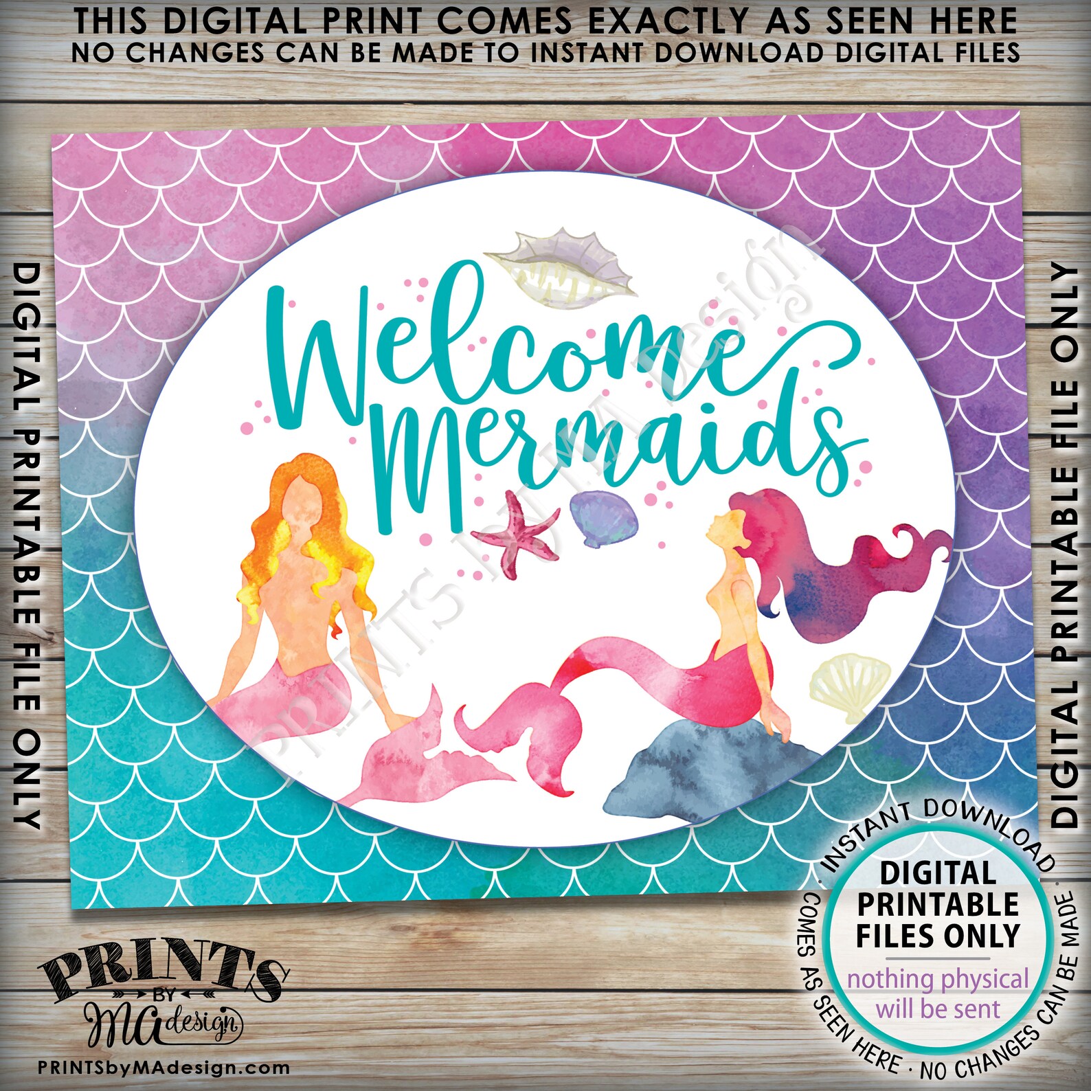 Mermaid Party Sign, Mermaid Birthday Party, Mermaid Welcome Mermaids ...