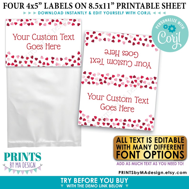 Valentine's Day Goodie Bag Labels Happy Hearts Day Party | Etsy