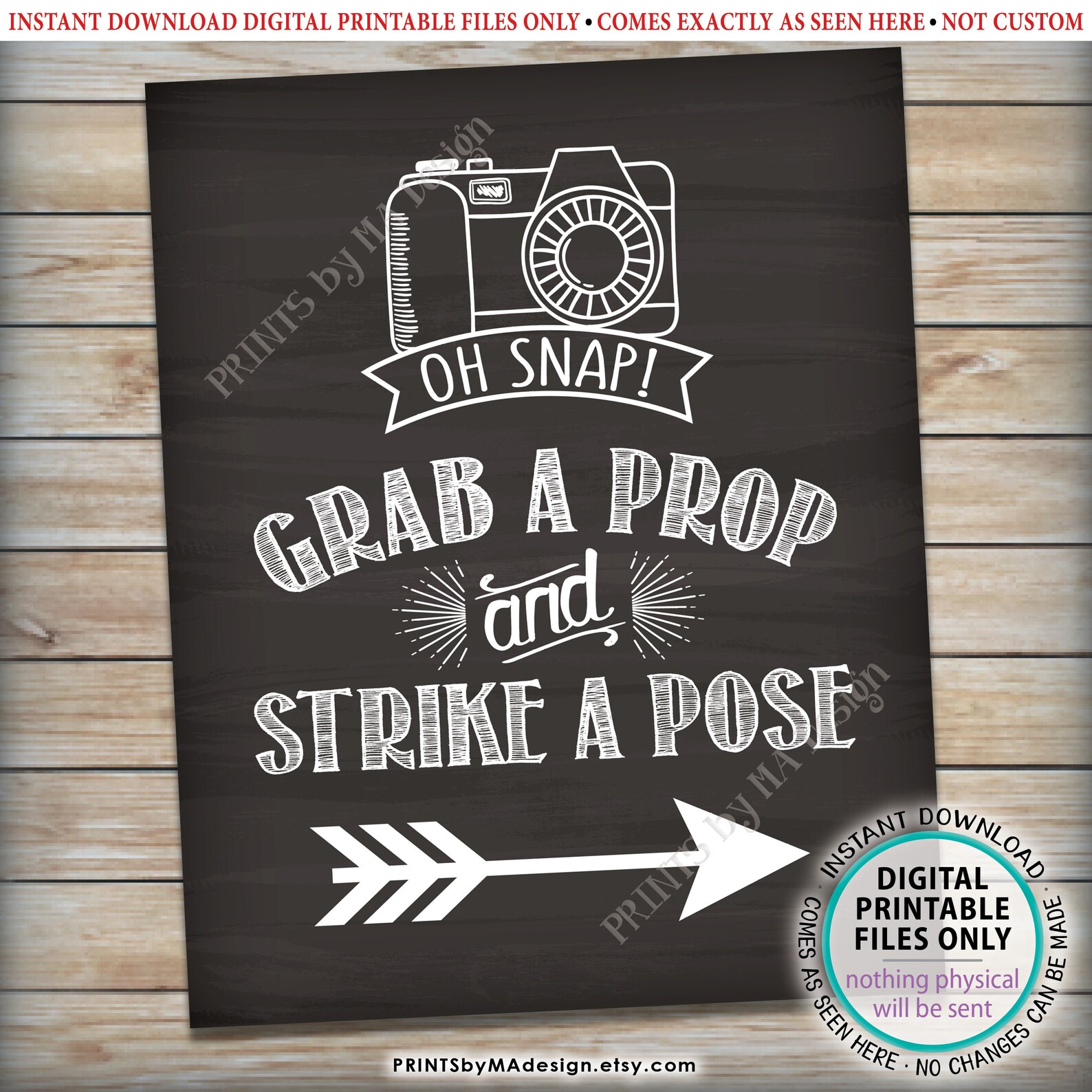 Photobooth Signs Grab a Prop and Strike a Pose Signs With - Etsy