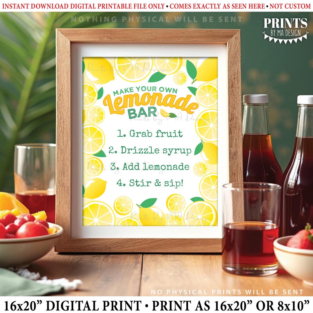 Lemonade Bar Sign, Graduation Party Decorations, Baby/bridal Shower ...